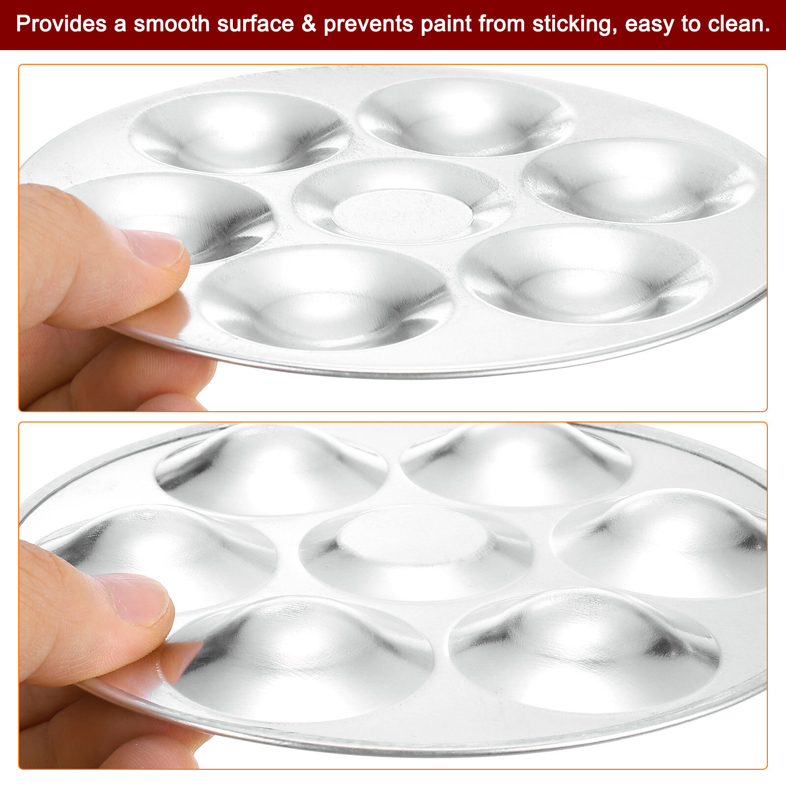 4pcs Paint Palette Tray 5.5" 6 Wells Aluminum Round Paint Mixing Pallet ...