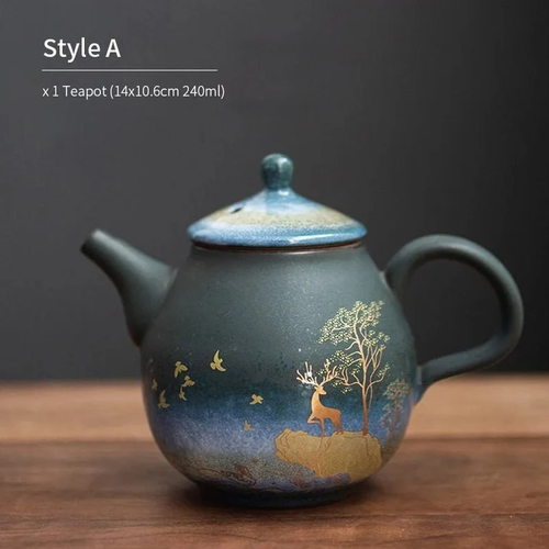 Embersceramic Ceramic Teapot Gold Deer Chinese Tea Pot Vintage Teapot ...