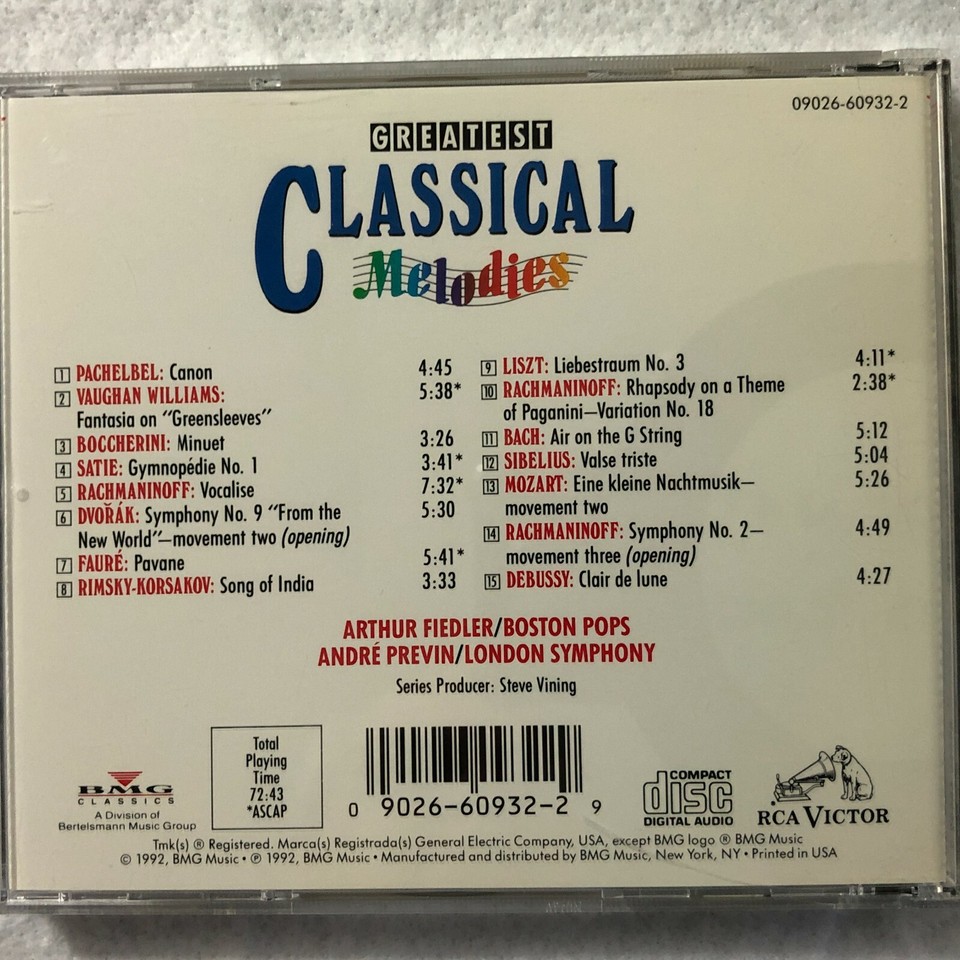 Greatest Classical Melodies CD Classical Music 1990s Compilation 15 ...