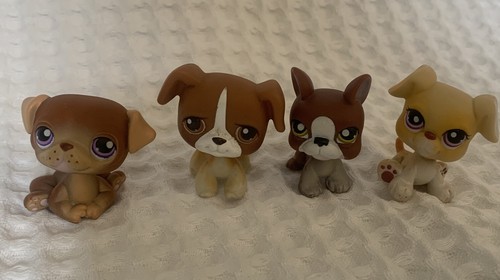 LPS #451 #25 #118 #133 BOXER PUG BOSTON TERRIER Purple Eyes VintageDog ...