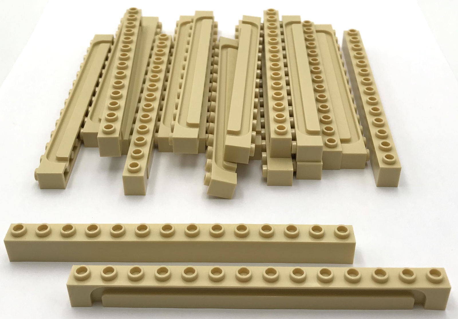 Lego 20 New Tan Bricks Modified 1 x 14 Stud with Groove Building Blocks ...