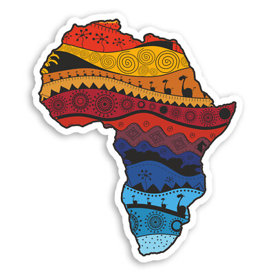2 x 10cm Tribal Africa Map Vinyl Stickers - African Luggage Sticker ...