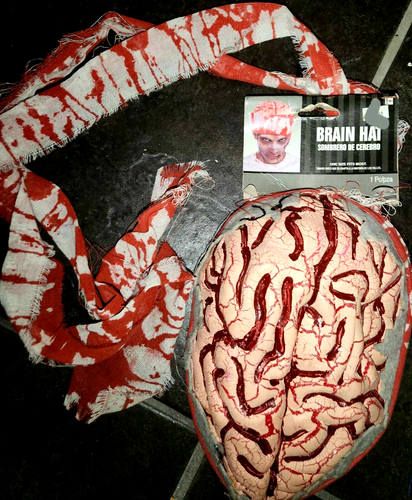 Zombie Brain Costume Headpiece Scary Horror Hat Halloween Fancy Dress ...