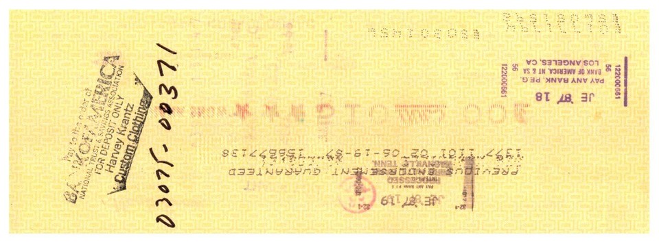HANK SNOW Signed AUTOGRAPH on PERSONAL BANK CHECK to HARVEY KRANTZ ...