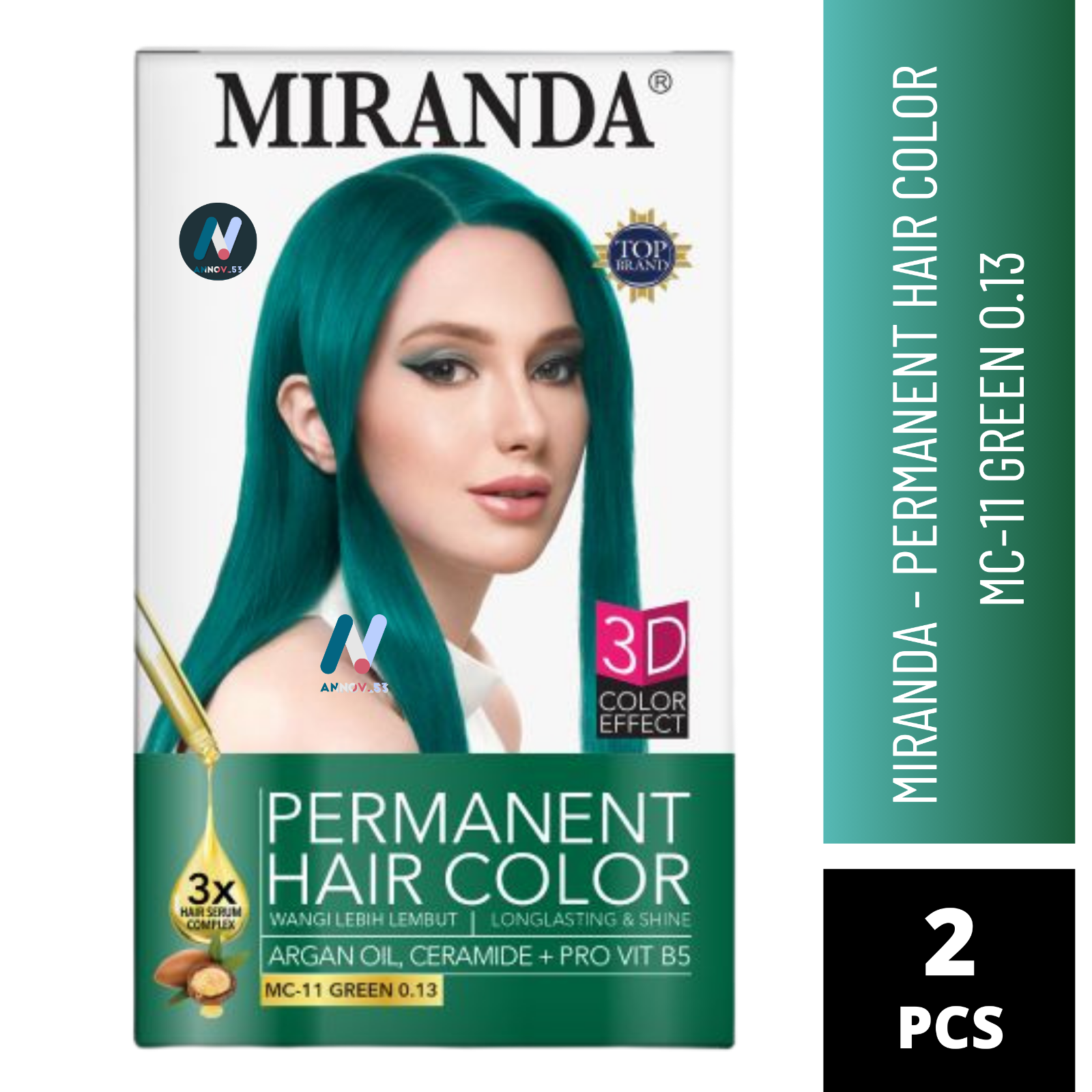 2X MIRANDA Premium 3D Permanent Hair Dye Shiny Moisture Color #MC-11 ...