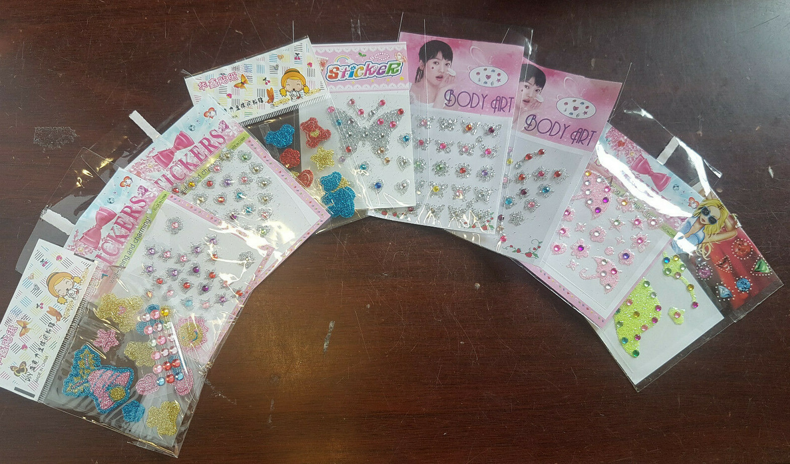 5 or 10 TEMPORARY BODY ART TATTOOS VAJAZZLE GEL STICKERS FLOWERS HEARTS ...