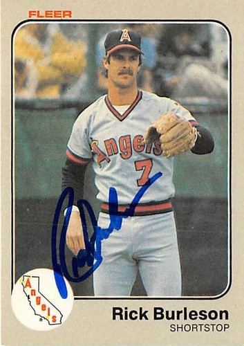 Rick Burleson autographed baseball card (California Angels) 1983 Fleer ...