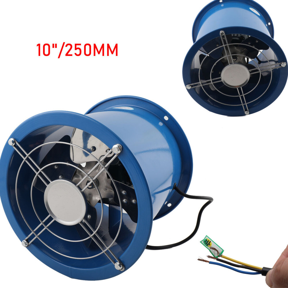 10in Axial Fan Cylinder Pipe Spray Booth Paint Fumes Exhaust Fan ...