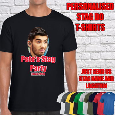 STAG DO T-SHIRT MENS T SHIRT PHOTO STAG PARTY PERSONALISED CUSTOMISED ...