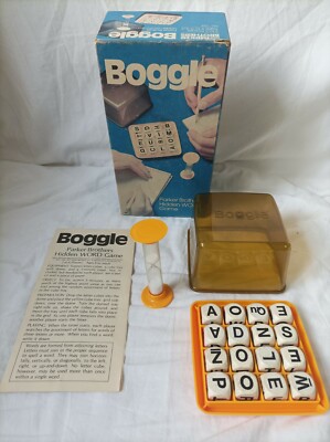 Boggle Word Game - Parker Brothers Letters Cubes Timer - Vintage Retro ...