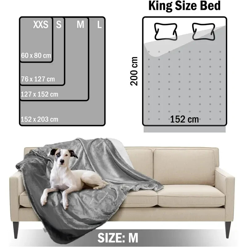 M-Size Waterproof Dog Throw Blanket Reversible Pee-Proof Couch ...
