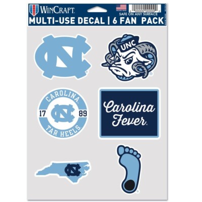 North Carolina Tar Heels Multi-Use 6 Fan Pack NCAA Decal Stickers *Free ...