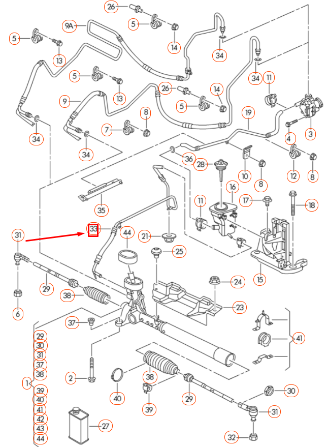 VW JETTA A6 MK6 Tuyau de retour de direction assistée avant 5C0422891L ...