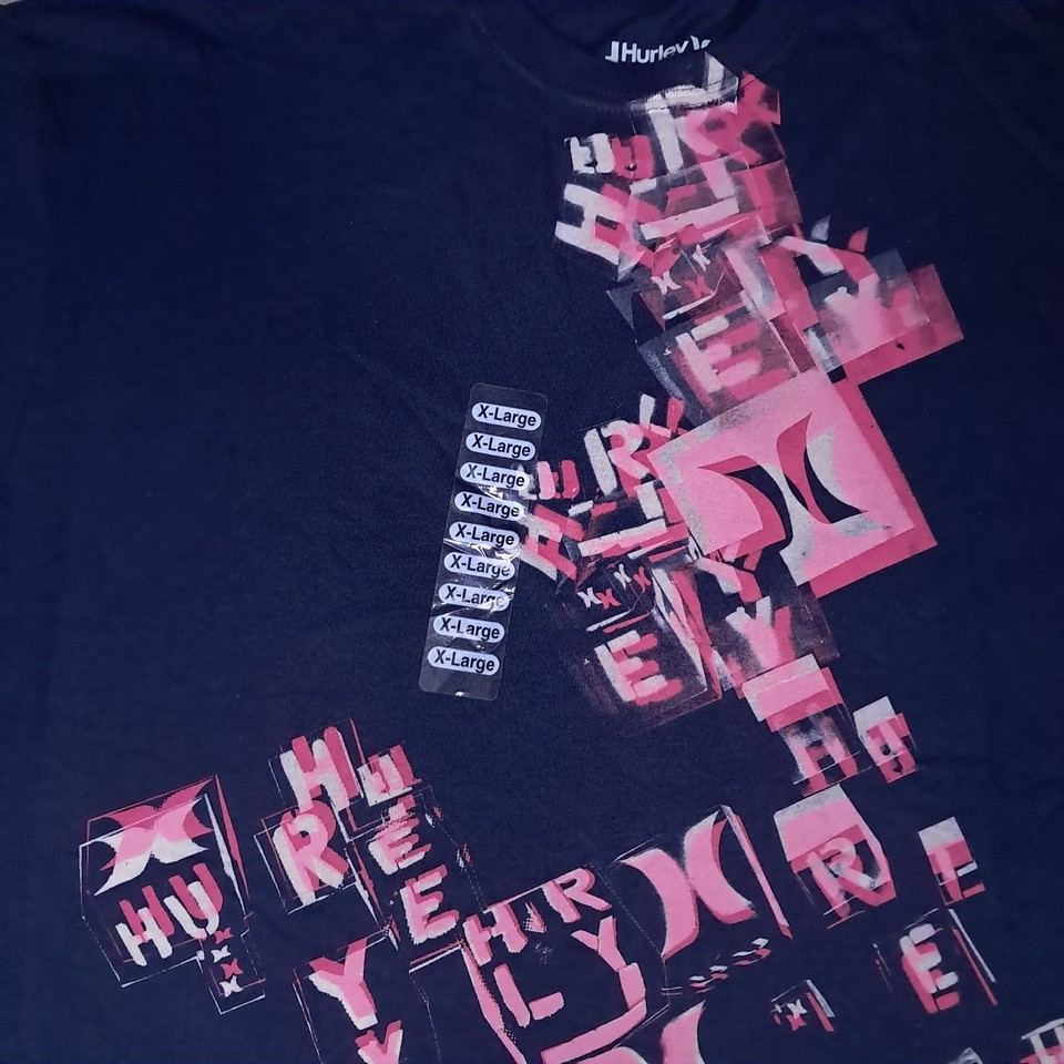 Hurley International T-shirt Adult XL Blue Stack Spellout Logo Y2k | eBay