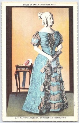 Vintage Curt Teich Colorized Postcard Dress of Sarah Childress Polk ...