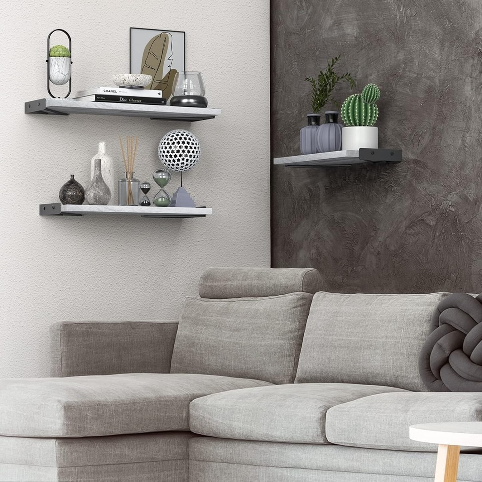 Wall Floating Shelves Decor Storage Rustic Wood Water n High Weight ...