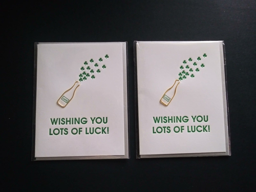 NIP Lot 2 Wishing You Lots Of Luck Note Cards With Gold Colored Paper ...