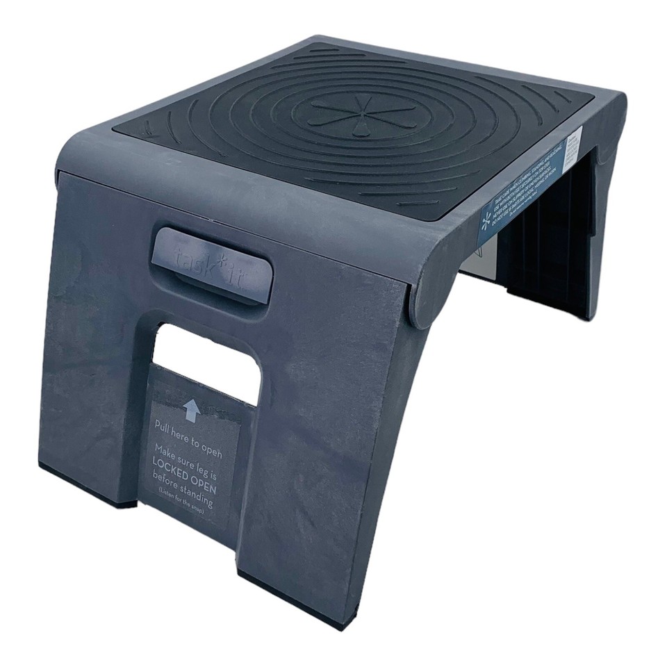 Task*It Folding Step Stool 1-Step 250 lb Capacity High Density Plastic ...