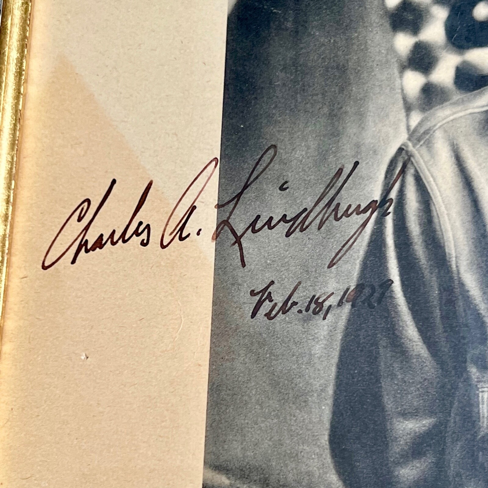 CHARLES LINDBERGH * JSA * Autograph SPIRIT OF ST. LOUIS Photo XL ...