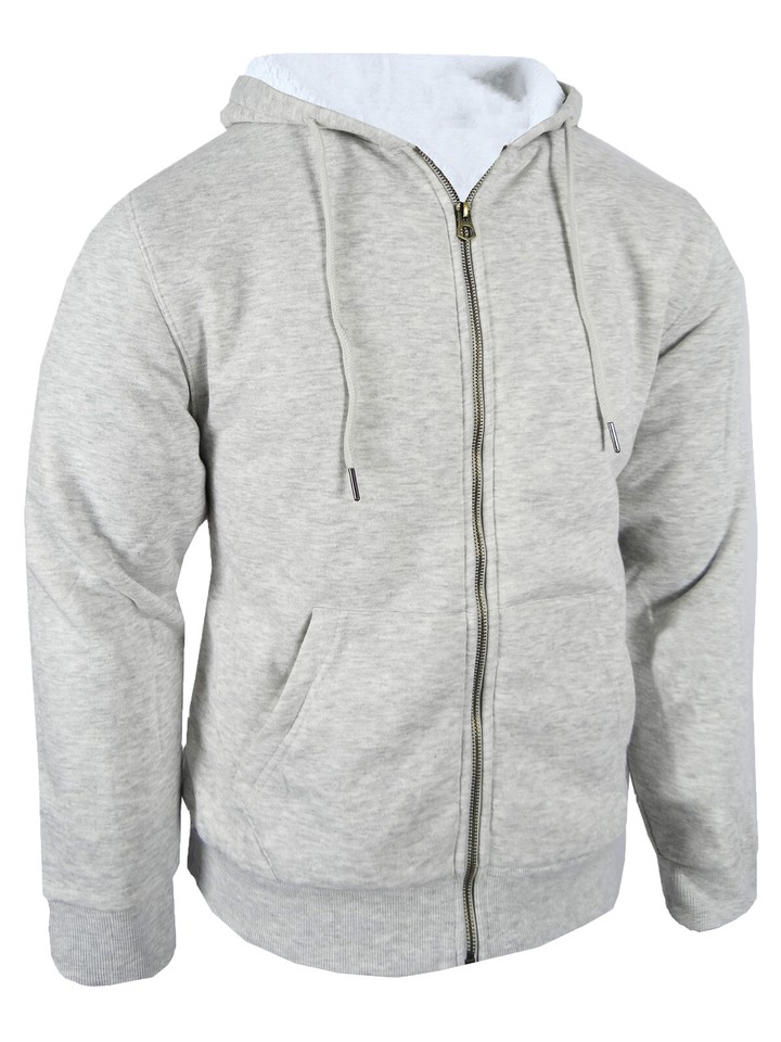 Soft Sherpa Lining Hoodie Fleece Mens Jacket Thick Warm SLIM FIT ...