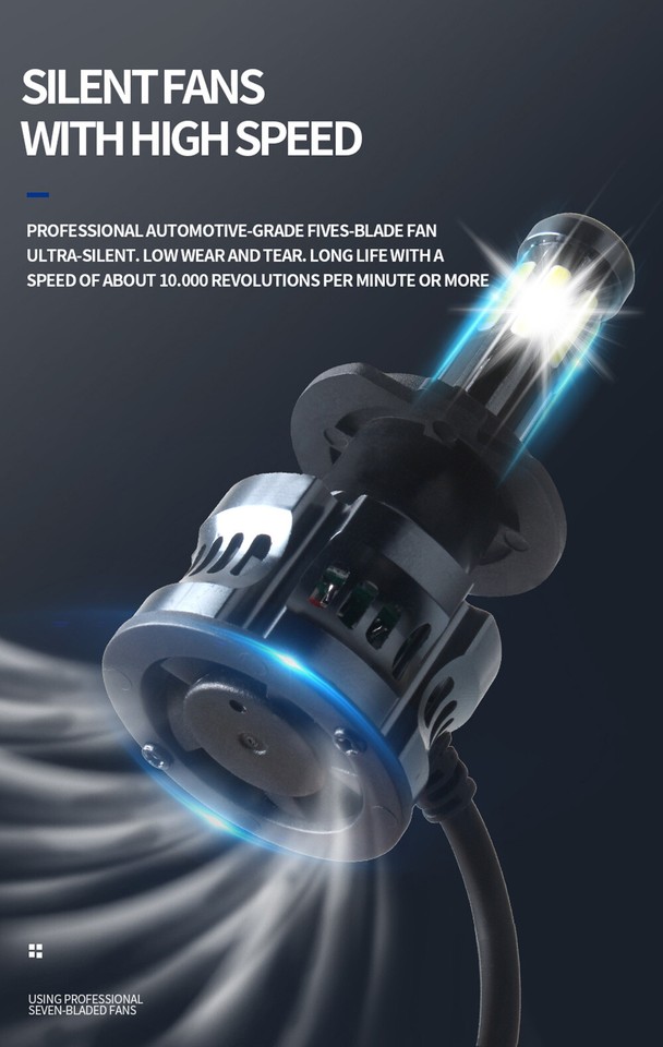 360¬∞ 8-Sided 3 Colors H7 LED Headlight Bulbs Kit 3000K/6000K/8000K ...