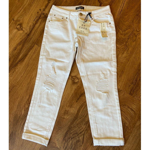NWT Generra Boyfriend Slim ripped white cropped jeans | eBay