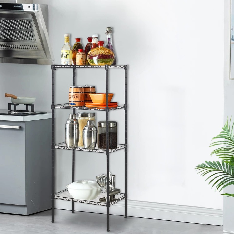 Metal Rack 4 Tier Wire Shelving Unit Kitchen Storage Shelf Metal ...