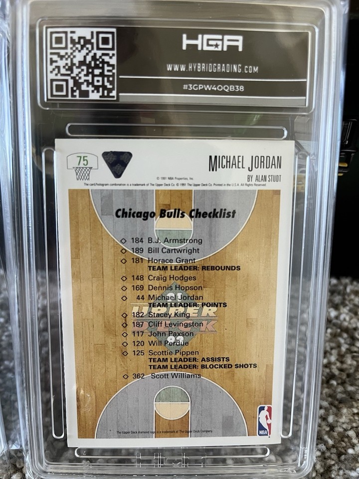 HGA 9 Michael Jordan #75 Upper Deck 1991 Bulls Checklist - MINT (Quad 9 ...