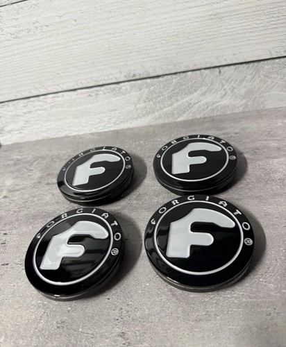 FORGIATO FLOATING WHEELS RIMS CENTER CAPS Black & Brushed White billet ...