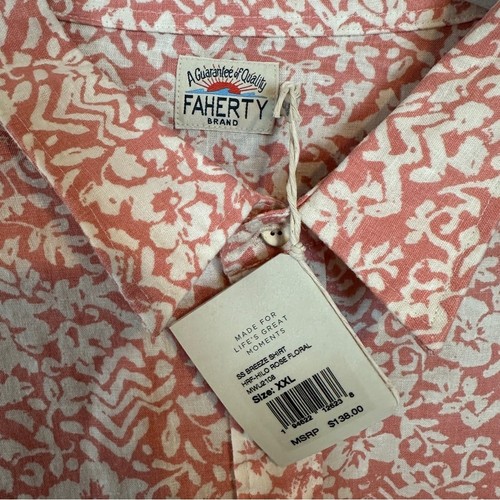 Faherty Short Sleeve Breeze Shirt Button Down Hilo Rose Floral XXL NEW ...