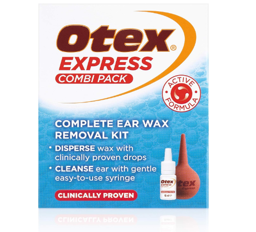 Otex Express Combi Pack Complete Ear Wax Ear Drops & Syringe Removal ...