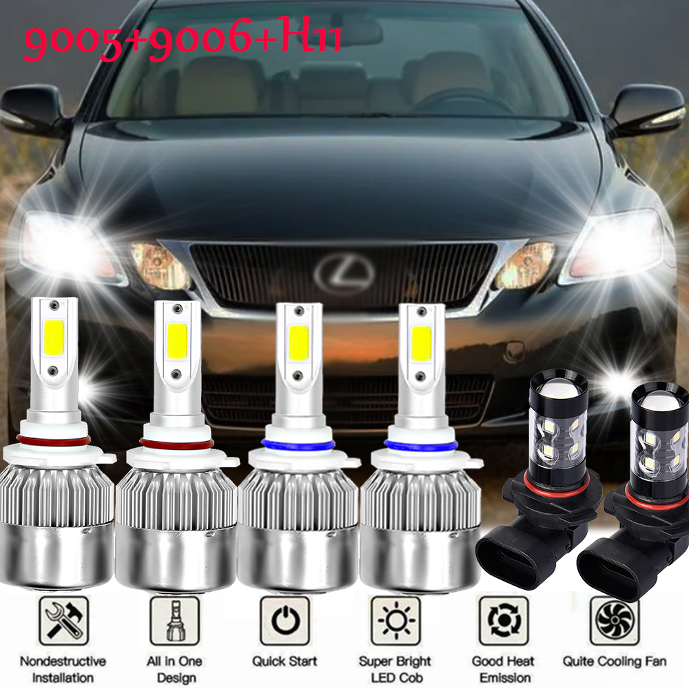 For 98-05 LEXUS GS 300 400 430 6000K LED Headlight High Low Beam Fog ...