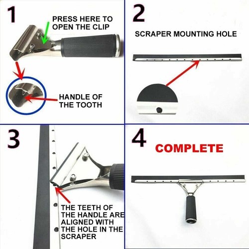 18''Professional Window Squeegee Glass Cleaner Applicator Rubber Wiper ...