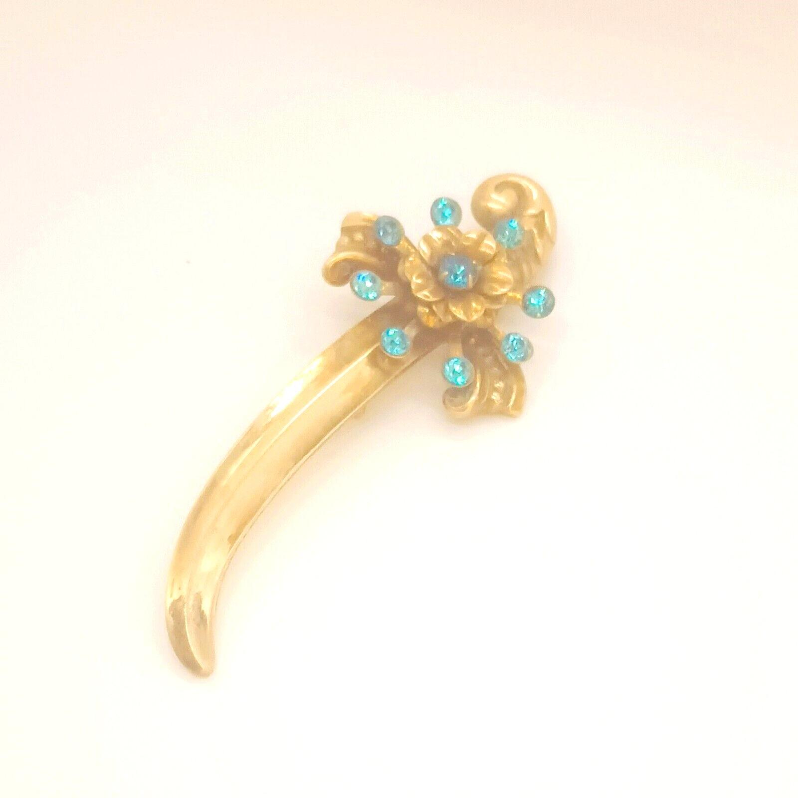 Vintage Coro Sword Brooch. Gold Tone Scimitar Pin wit… - Gem