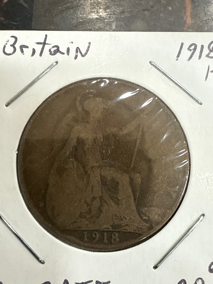 1918 Great Britain Penny – King George V – Bronze One Penny – Good/VG ...
