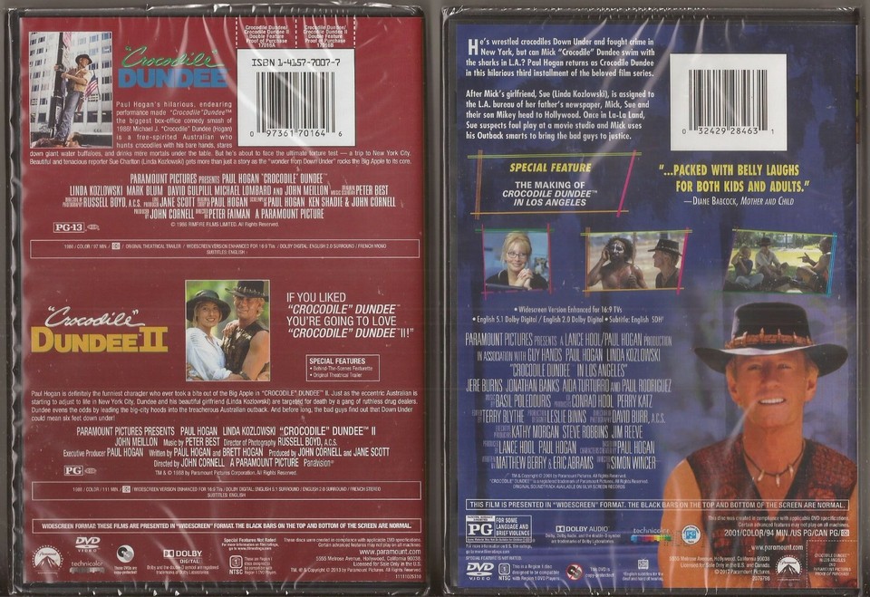 Crocodile Dundee DVD Three Movie Collection Paul Hogan 3-Films Factory ...