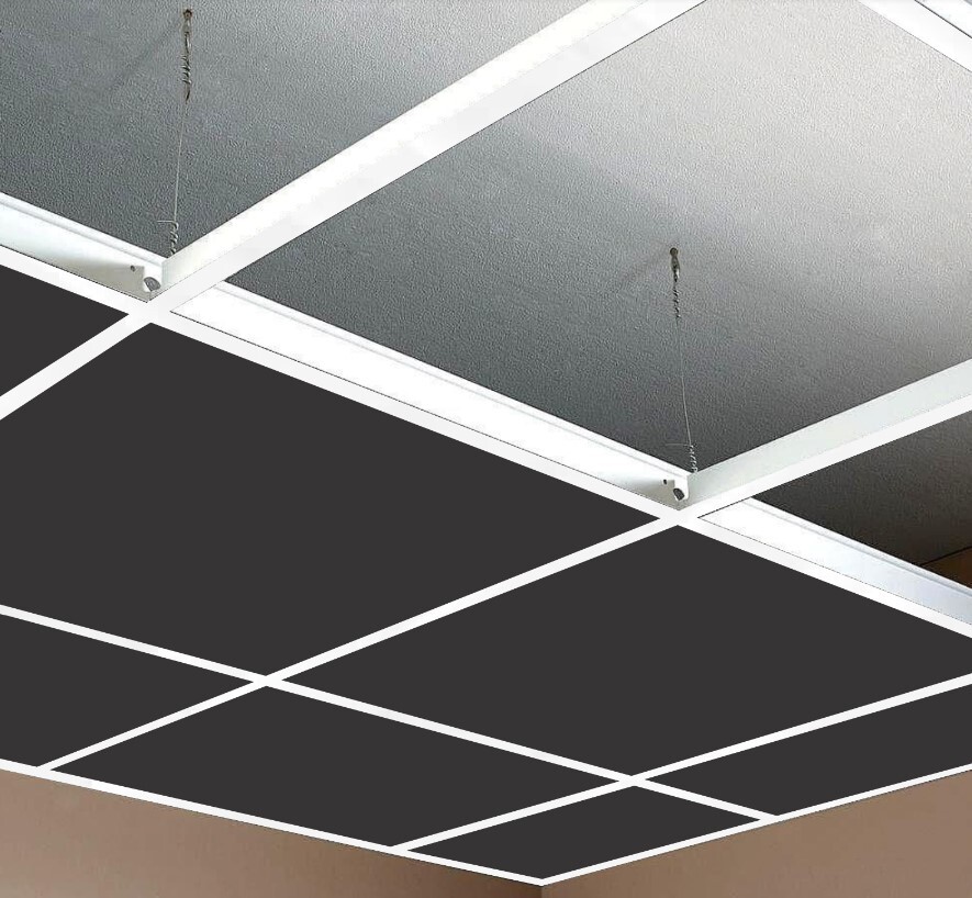 Plastic Ceiling Grid Systems Black Vinyl Wipeable EasyClean Suspended