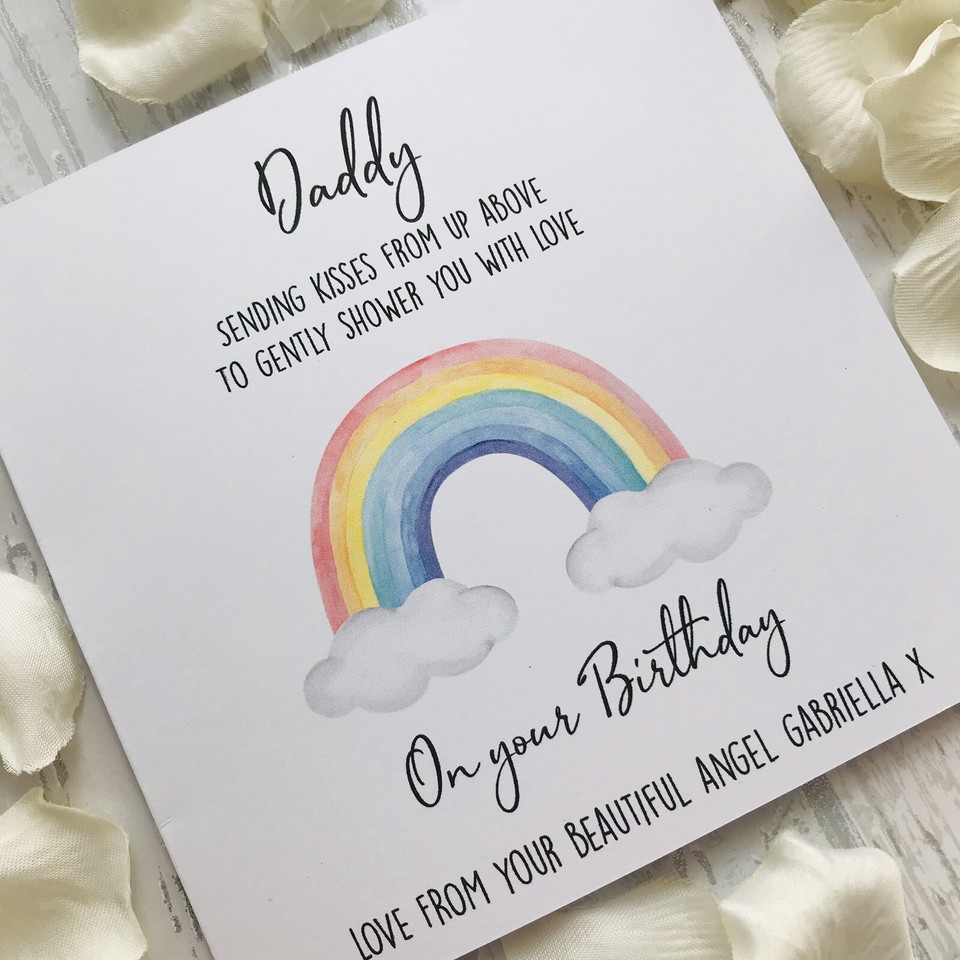 Personalised Rainbow Angel Baby Loss Father's Day Card Birthday ...