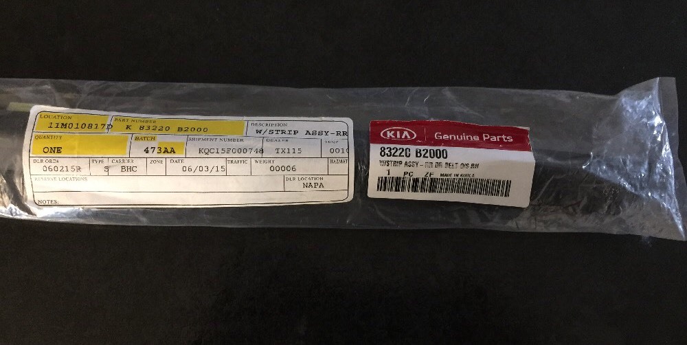 New Sealed! Kia OEM Weather Strip Assembly RR 83220 B2000 | eBay