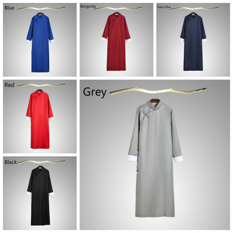 Men Chinese Traditional Robes Crosstalk Coat Tang Suit Kung Fu Tai Chi ...