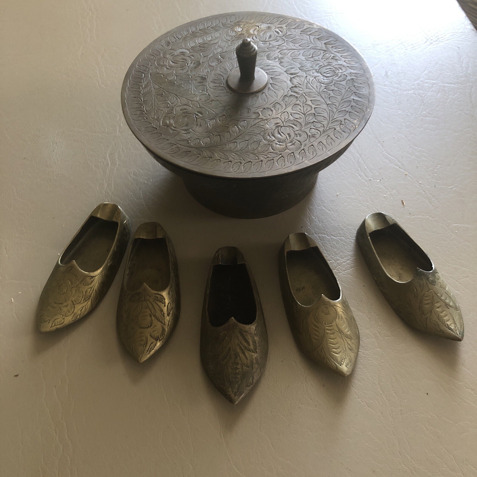 Solid Brass Slipper Incense Burner With Sniffer/ Storage Bucket W/lid ...