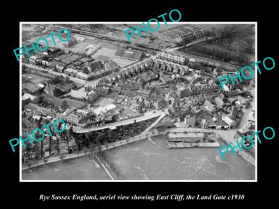 OLD LARGE HISTORIC PHOTO RYE SUSSEX ENGLAND, AERIAL VIEW EAST CLIFF ...