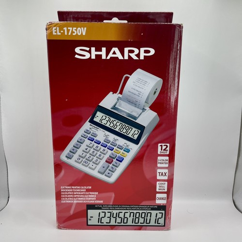 BRAND NEW SHARP EL-1750V ELECTORNIC PRINTING CALCULATOR 12-DIGIT 2 ...