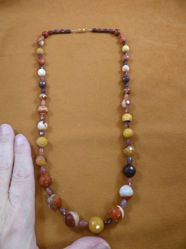 v323-44) 26" long rust brown white multi colored jasper gemstone beaded ...