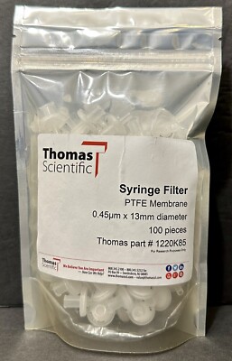 Thomas Scientific Syringe Filter PTFE Membrane 0.45um x 13mm Diameter ...