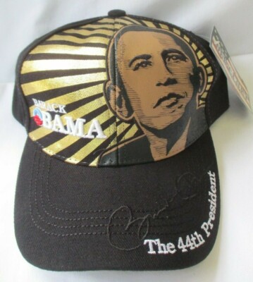 BARACK OBAMA THE 44TH PRESIDENT BLACK & GOLD ADJUSTABLE CAP HAT - NWT ...
