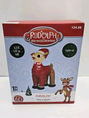 Gemmy Rudolph The Red Nosed Reindeer Inflatable 4.5ft Christmas ...