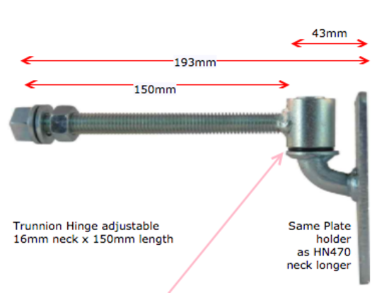 Gudgeon & Trunnion Hinge - Adjustable 150mm - 16mm Rod - Pair | eBay