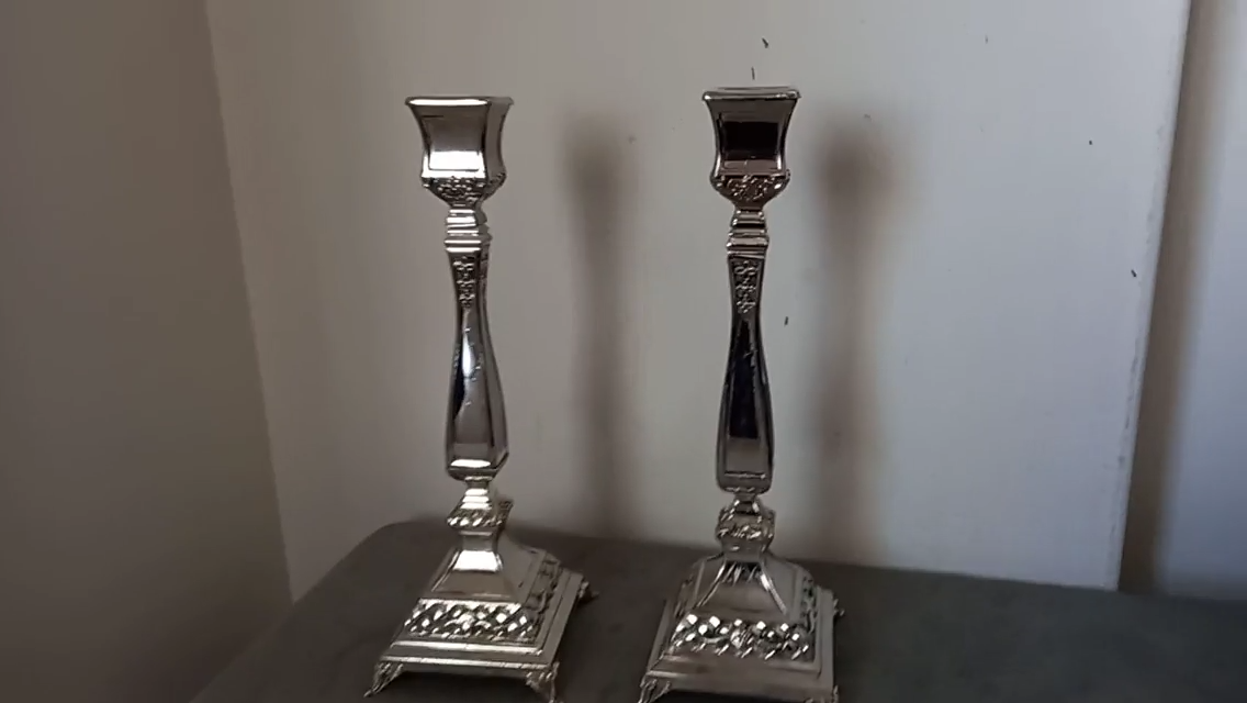 Pair Candlesticks Plated Vintage Silver Victorian Adam Style Candle ...