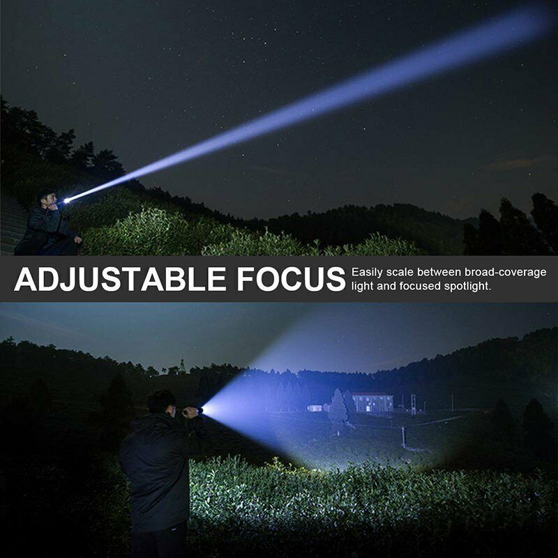 Brightest 95000000LM Tactical Torch High Lumens Zoom LED Rechargeable ...